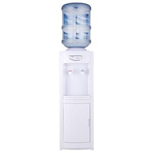 water cooler dispenser, hot&cool top loading water dispenser 5 gallons water coolers with child safety lock removable drip tray & storage cabinet