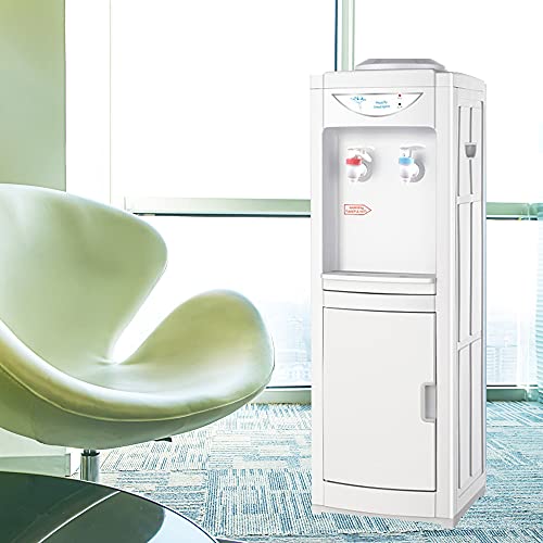 Water Cooler Dispenser, Hot&Cool Top Loading Water Dispenser 5 Gallons Water Coolers with Child Safety Lock Removable Drip Tray & Storage Cabinet