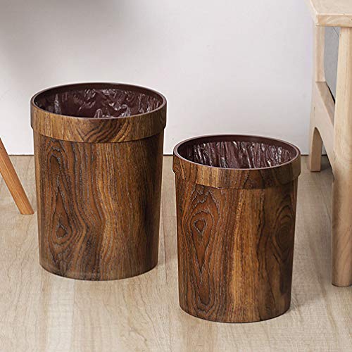 BESPORTBLE Garbage Pail 1Pc Imitated Wood Trash Can, Woodgraining Container Vintage Trash Can Plastic Wastebasket Trash Can for Bedroom Bathroom, Office (Light Brown 31.5x25cm) Garbage Pail