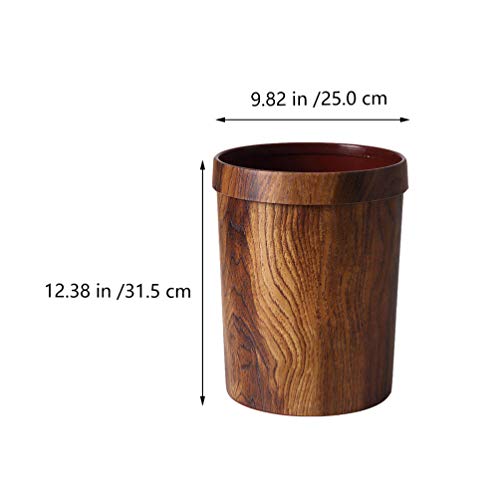 BESPORTBLE Garbage Pail 1Pc Imitated Wood Trash Can, Woodgraining Container Vintage Trash Can Plastic Wastebasket Trash Can for Bedroom Bathroom, Office (Light Brown 31.5x25cm) Garbage Pail