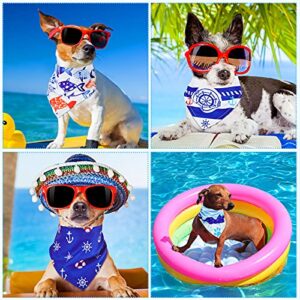 8 Pieces Nautical Dog Bandanas Summer Pets Bandana Ocean Pets Triangle Scarf Bibs Puppy Bibs Adjustable Dog Bandanas Washable Sea Turtle Pets Triangle Scarf Accessories for Most Pet Wearing