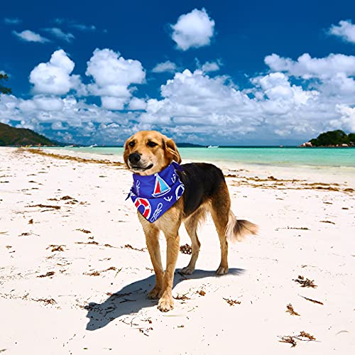 8 Pieces Nautical Dog Bandanas Summer Pets Bandana Ocean Pets Triangle Scarf Bibs Puppy Bibs Adjustable Dog Bandanas Washable Sea Turtle Pets Triangle Scarf Accessories for Most Pet Wearing