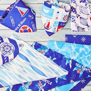 8 Pieces Nautical Dog Bandanas Summer Pets Bandana Ocean Pets Triangle Scarf Bibs Puppy Bibs Adjustable Dog Bandanas Washable Sea Turtle Pets Triangle Scarf Accessories for Most Pet Wearing