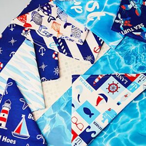 8 Pieces Nautical Dog Bandanas Summer Pets Bandana Ocean Pets Triangle Scarf Bibs Puppy Bibs Adjustable Dog Bandanas Washable Sea Turtle Pets Triangle Scarf Accessories for Most Pet Wearing