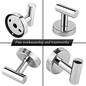 WALLERRY 4 Pack Polished Chrome Towel Hooks, Coat Hook Robe Towel Hook Bathroom Cabinet Closet Sponges Hook SUS 304 Stainless Steel Wall Hook for Bath Kitchen Bedroom Garage Heavy Duty Wall Mounted