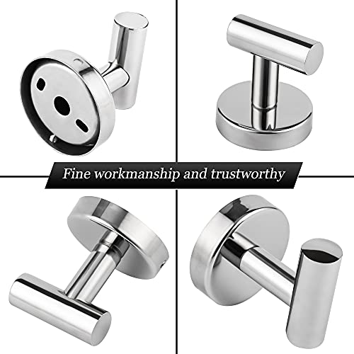 WALLERRY 4 Pack Polished Chrome Towel Hooks, Coat Hook Robe Towel Hook Bathroom Cabinet Closet Sponges Hook SUS 304 Stainless Steel Wall Hook for Bath Kitchen Bedroom Garage Heavy Duty Wall Mounted