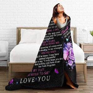 KASETER Gifts for Mom to My Mom Blanket from Daughter Son Flower Butterfly Throw Blankets for Couch Bedroom Sofa Warm Blanket Positive Encourage and Love 50x60 in