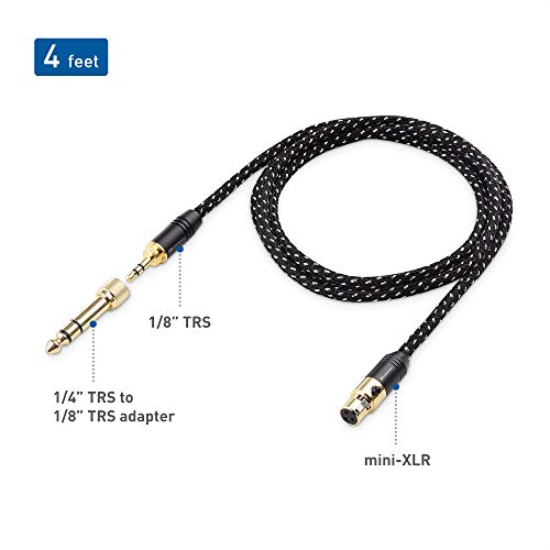 Cable Matters Premium Braided 3.5mm to Mini XLR Headphone Cable 4 ft - Compatible with Beyerdynamic DT 1770 Pro, DT 1990 Pro, AKG K240, K182, K175, K182, K245, K371, and Q701 Headphones