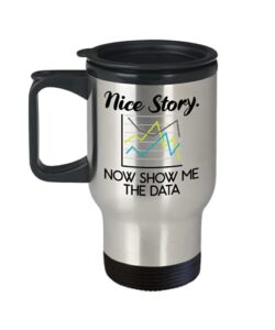 funny data scientist drinkware nice story now show me the data (14oz stainless steel)