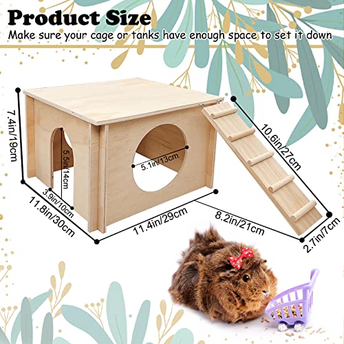 kathson Guinea Pig Hideout, Small Animal Hideaway Wooden House with Window and Ladder, Suitable for Hamsters, Chinchillas Small Animals