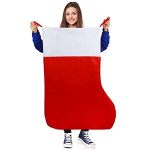 kimober oversized giant felt christmas stocking, jumbo hanging christmas stockings for family party decorations - 45"