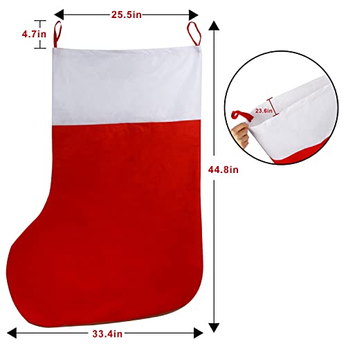 KIMOBER Oversized Giant Felt Christmas Stocking, Jumbo Hanging Christmas Stockings for Family Party Decorations - 45"