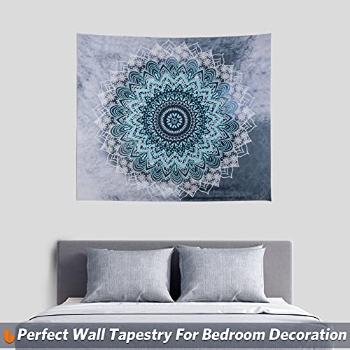 Urbanstrive Not Fade Machine Washable Mandala Tapestry Wall Hanging Trippy Hippie Bohemian Psychedelic Wall Tapestry for Bedroom Living Room, Blue White, Small (28.7x37.4 Inches)(73x95 cm)