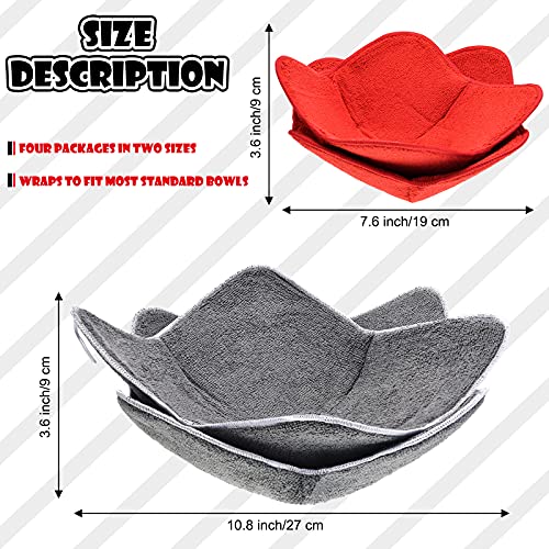 4 Pieces 2 Sizes Bowl Holders Sponge and Microfiber Small Bowls Holder Large Bowl Potholders for Microwave Heat Insulated Plate Bowl Food Warmer for Home Kitchen and Hot Bowl Holder