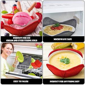 4 Pieces 2 Sizes Bowl Holders Sponge and Microfiber Small Bowls Holder Large Bowl Potholders for Microwave Heat Insulated Plate Bowl Food Warmer for Home Kitchen and Hot Bowl Holder