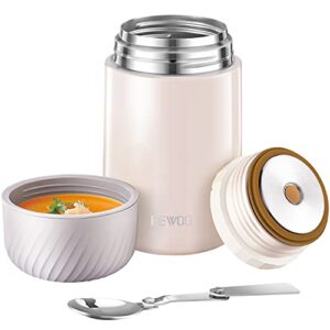 fewoo food thermos, 27oz vacuum insulated soup flask, stainless steel lunch container for hot food, leak proof food jar with folding spoon for school office travel