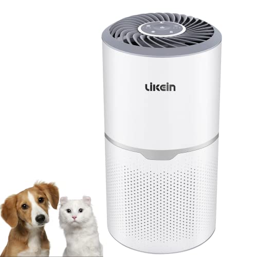 Likein Air Purifier for Home with H13 True HEPA Filter, 22dB Filtration System Cleaner, 3-13W Low Energy Consumption, Remove 99.97% Pets Hair Dander Pollen Dust Smoke Odors, White