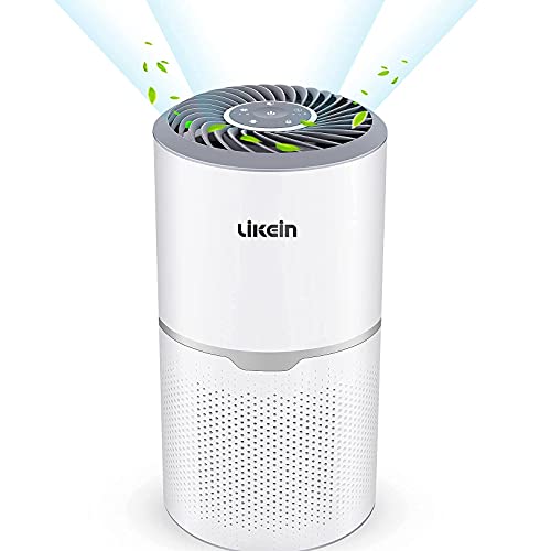 Likein Air Purifier for Home with H13 True HEPA Filter, 22dB Filtration System Cleaner, 3-13W Low Energy Consumption, Remove 99.97% Pets Hair Dander Pollen Dust Smoke Odors, White