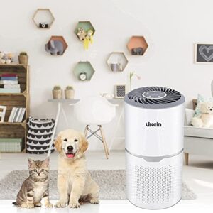 Likein Air Purifier for Home with H13 True HEPA Filter, 22dB Filtration System Cleaner, 3-13W Low Energy Consumption, Remove 99.97% Pets Hair Dander Pollen Dust Smoke Odors, White