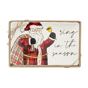 mud pie, ring in, 7" x 11" christmas santa tray