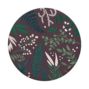 Green Botanical Fern Foliage & White Berry Floral Pattern PopSockets Swappable PopGrip