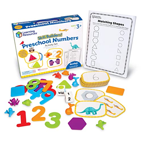 Learning Resources Skill Builders! Preschool Numbers - 52 Pieces, Ages 3+ Toddler Learning Activities, Preschool Learning Materials, Homeschool Preschool Supplies, Number Learning for Preschool