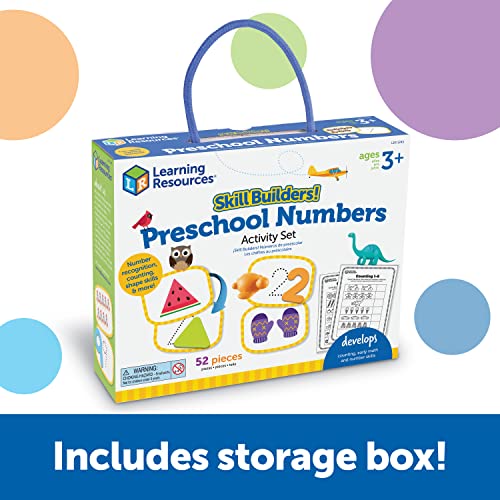 Learning Resources Skill Builders! Preschool Numbers - 52 Pieces, Ages 3+ Toddler Learning Activities, Preschool Learning Materials, Homeschool Preschool Supplies, Number Learning for Preschool