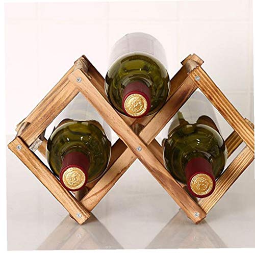 LHDD Wine Racks Bottle Cabinet Stand Wooden Countertop Wine Bottle Holder Foldable for Home Kitchen Bar Cabinets 3 Bottles Wine Rack Holders