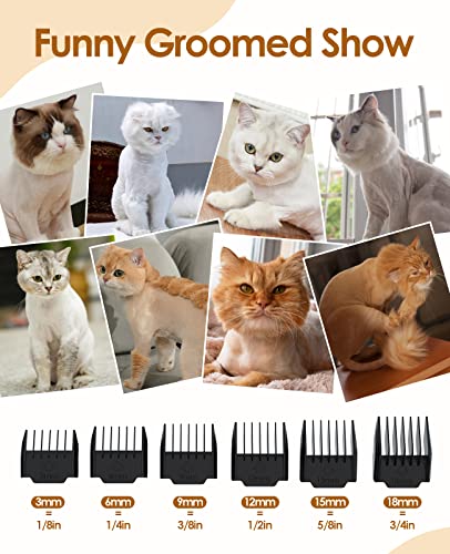 oneisall Cat Hair Trimmer,Quiet Cat Clippers for Matted Hair,Cordless Cat Grooming Kit with Comb,3 Speed Cat Shavers for Matted Long Hair