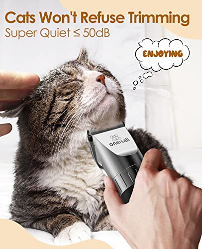 oneisall Cat Hair Trimmer,Quiet Cat Clippers for Matted Hair,Cordless Cat Grooming Kit with Comb,3 Speed Cat Shavers for Matted Long Hair