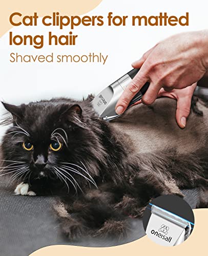 oneisall Cat Hair Trimmer,Quiet Cat Clippers for Matted Hair,Cordless Cat Grooming Kit with Comb,3 Speed Cat Shavers for Matted Long Hair