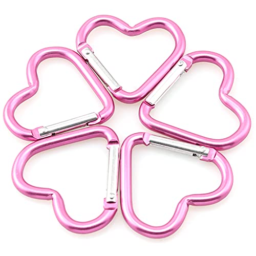 Lind Kitchen Heart Snap Hook 10pcs Heart-Shaped Aluminum Clip Key Holder for Camping Fishing Hiking Traveling and Sports Keychain Clip (Rose Hermosa)