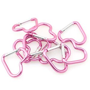 Lind Kitchen Heart Snap Hook 10pcs Heart-Shaped Aluminum Clip Key Holder for Camping Fishing Hiking Traveling and Sports Keychain Clip (Rose Hermosa)