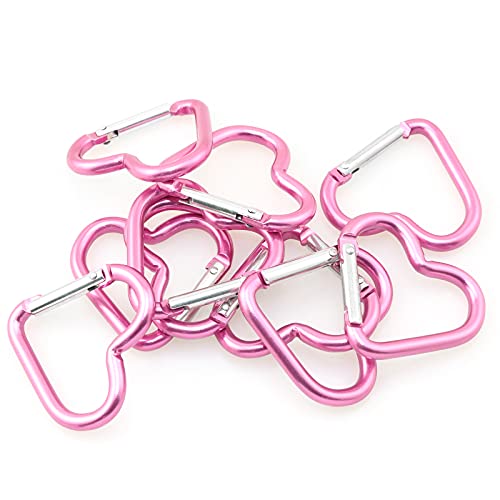 Lind Kitchen Heart Snap Hook 10pcs Heart-Shaped Aluminum Clip Key Holder for Camping Fishing Hiking Traveling and Sports Keychain Clip (Rose Hermosa)