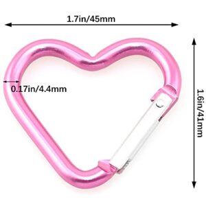 Lind Kitchen Heart Snap Hook 10pcs Heart-Shaped Aluminum Clip Key Holder for Camping Fishing Hiking Traveling and Sports Keychain Clip (Rose Hermosa)