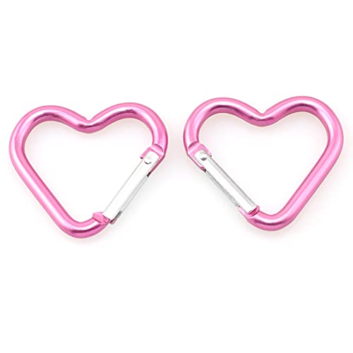 Lind Kitchen Heart Snap Hook 10pcs Heart-Shaped Aluminum Clip Key Holder for Camping Fishing Hiking Traveling and Sports Keychain Clip (Rose Hermosa)