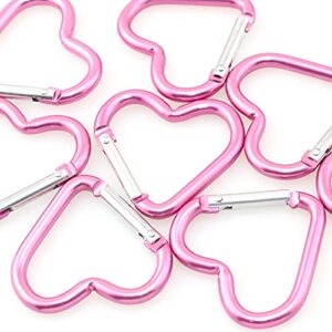 Lind Kitchen Heart Snap Hook 10pcs Heart-Shaped Aluminum Clip Key Holder for Camping Fishing Hiking Traveling and Sports Keychain Clip (Rose Hermosa)