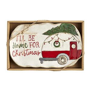 mud pie farmhouse christmas platter, camper, 5 1/4" x 8 1/2"