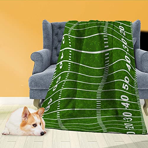 Jreergy Flannel Fleece Blanket - American Football Field Green Throw Blanket for Bedroom Couch Travelling,Comfortable All Season Air Conditioning Blanket for Adult Chidern