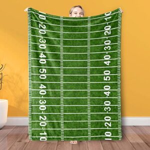 Jreergy Flannel Fleece Blanket - American Football Field Green Throw Blanket for Bedroom Couch Travelling,Comfortable All Season Air Conditioning Blanket for Adult Chidern