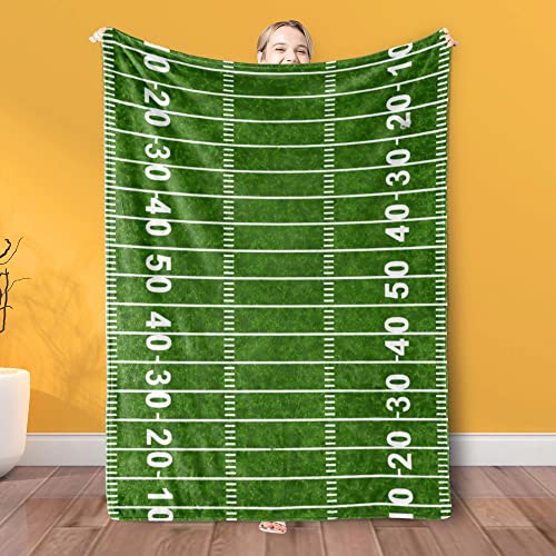 Jreergy Flannel Fleece Blanket - American Football Field Green Throw Blanket for Bedroom Couch Travelling,Comfortable All Season Air Conditioning Blanket for Adult Chidern