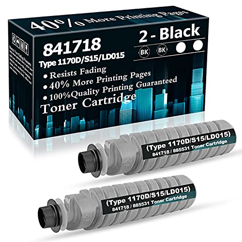 Compatible 841718 Toner Cartridge Replacement for Ricoh Gestetner DSM415 416 Lanier LD015 LD016 LD220 Savin 3515 917 920 Aficio 1515 MP 161 MP 201 Printer Ink Cartridge (Black,2-Pack)