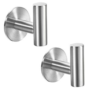 vuzvuv adhesive hooks brushed nickel sus304 stainless steel towel hooks heavy duty waterproof wall hooks self adhesive coat robe towel hooks for bathrooms kitchen hotel wall mounted hooks - 2 pack