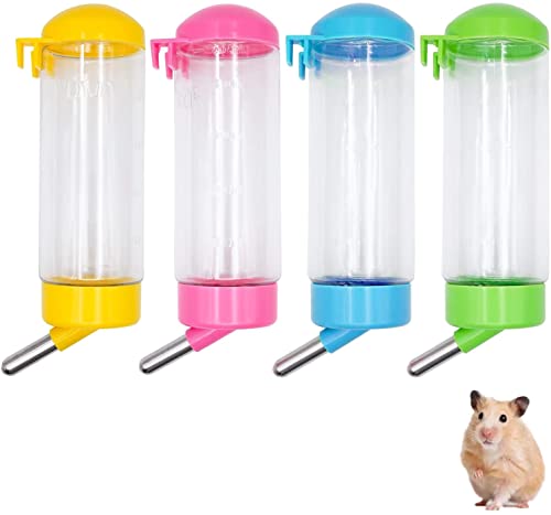 2Pcs Pet Water Bottle Rabbit Hang Water Drinking Bottle No Drip Small Pet Fountain Automatic Water Feeder Watering Systerm for Rabbit Guinea Pig Hamster Color Random