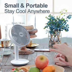 TRILINK 6-Inch Rechargeable Small Desk Fan, Portable Battery-Operated Table Electric Fan with 4 Speed Levels, Personal Mini Fan for Home Bed Study Room Bedroom Office Camping Cooling - Quite & Silent