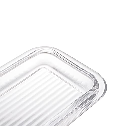 ZEAYEA 2 Pack Glass Butter Dish with Lid, Glass Butter Keeper, 100% Food Safe Clear Butter Serving Dish with Cover for Cream Cheese, Cake, Salad, Candy, Hold 2 Standard Stick Butter