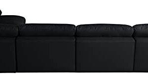 Meridian Furniture Plush Collection Contemporary Down Filled Cloud-Like Comfort Overstuffed Velvet Upholstered Modular L-Shaped Sectional, 5-Seater, Semi-Armless, Black