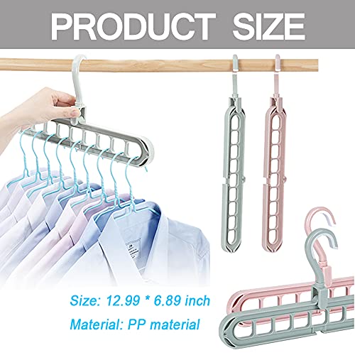 Magic Space Saving Clothes Hangers with Pack of 8 Standard Hangers with 9 Holes Space Saving Hangers, Multifunctional Closet Organizers and Storage, Foldable Closet Storage Coat Hangers for Clothes