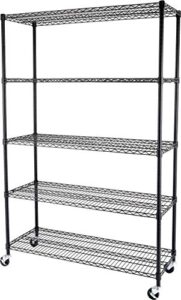 backyard expressions patio · home · garden 5-shelf adjustable, heavy duty storage shelving unit, extra large steel organizer wire rack, matte black (48" l x 18" w x 75" h)