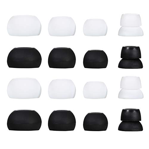 16 Pieces Silicon Replacement Eartips Earbuds Eargels for Powerbeats 1, Powerbeats 2, Powerbeats 3 Wireless Stereo Earphones, 4 Pairs Black & 4 Pairs White (Black & White)